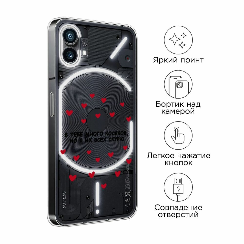 Чехол на Nothing Phone 1 / Нафинг Фон 1 с принтом "Косяки 1 - 14 февраля", прозрачный — фото 1