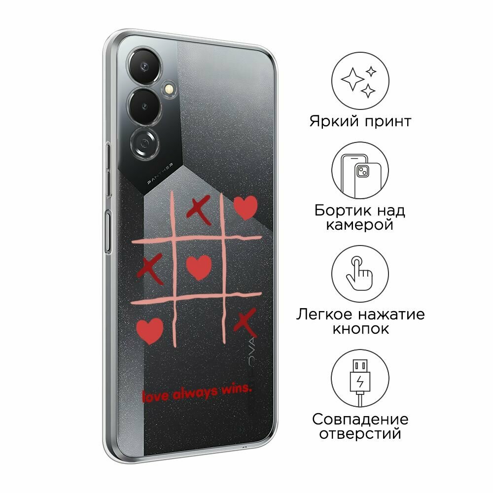Чехол на Tecno Pova 4 / Текно Пова 4 с принтом "love always wins - 14 февраля", прозрачный — фото 1
