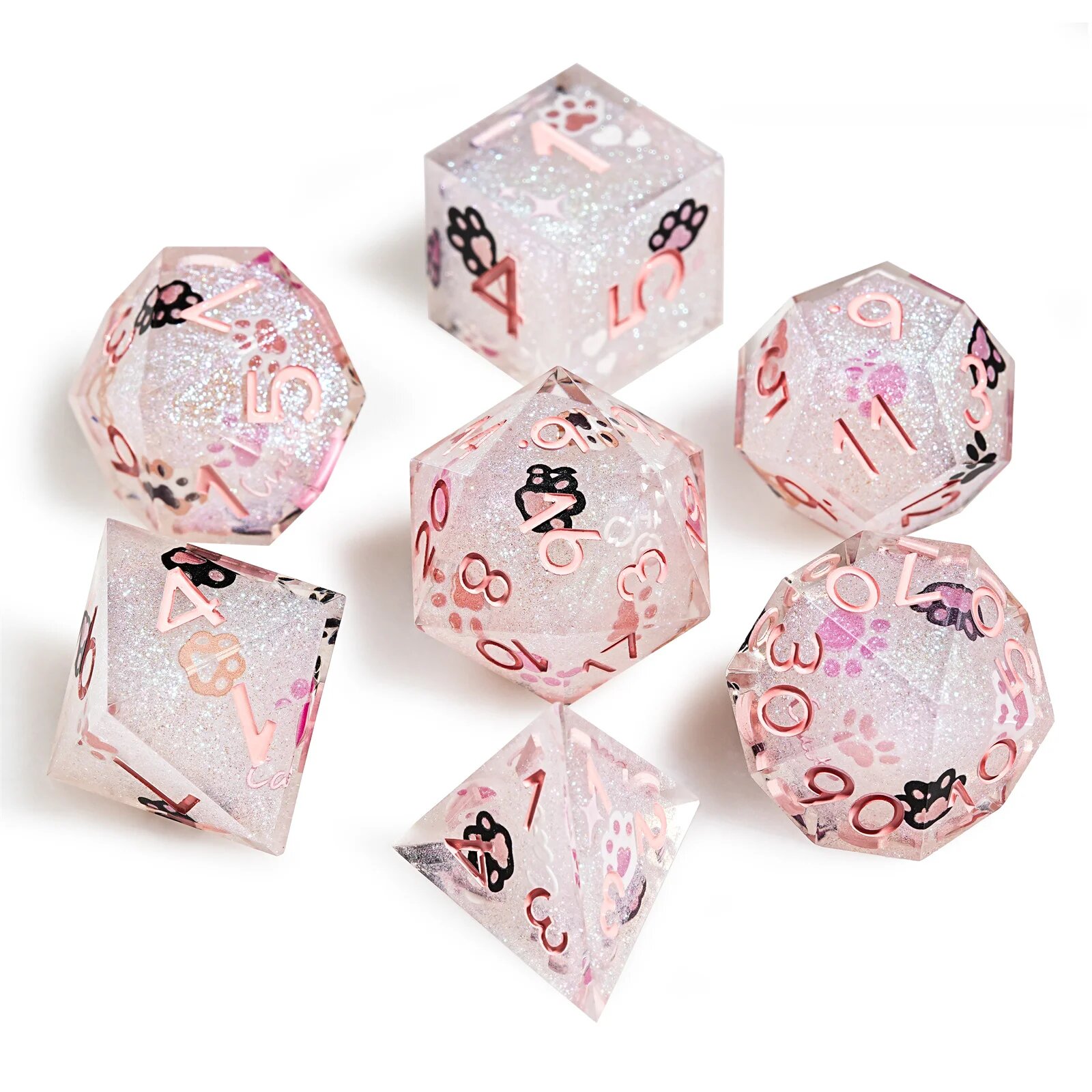Набор кубиков DND 7 шт. Розовый, 7pcs Pink Cat Paw