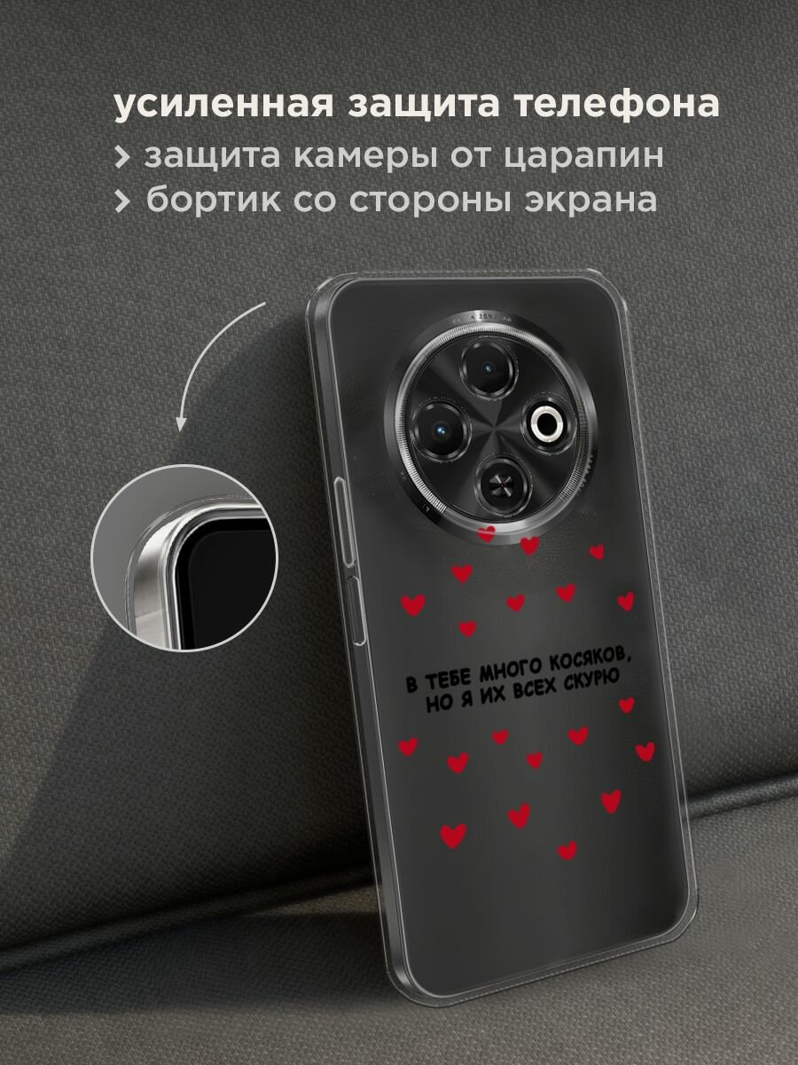 Чехол на Tecno Spark 30C / Текно Спарк 30C с принтом "Косяки 1 - 14 февраля", прозрачный — фото 1