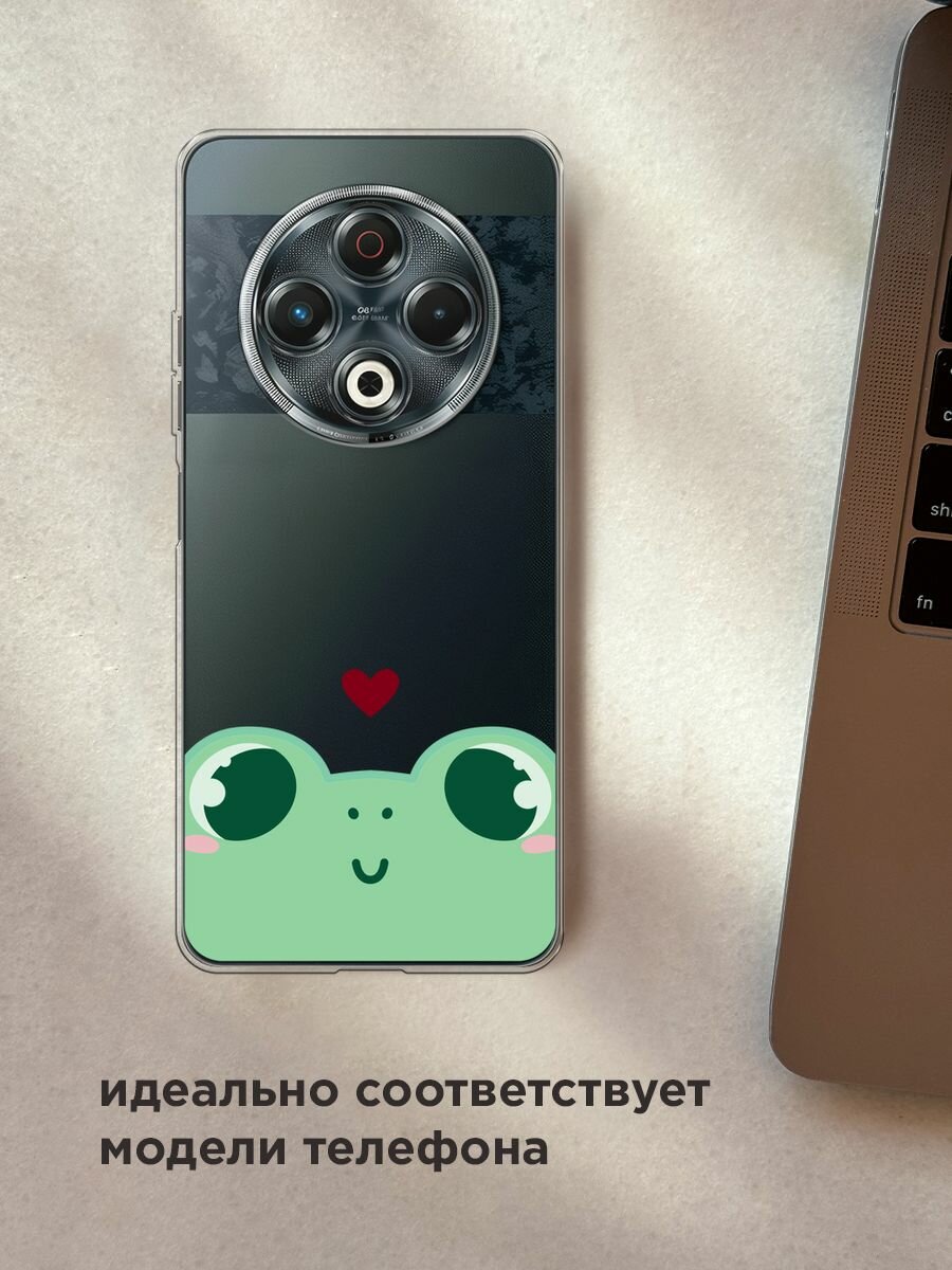 Чехол на Tecno Spark 30 / Текно Спарк 30 с принтом "Влюблённая лягушка - 14 февраля", прозрачный — фото 1