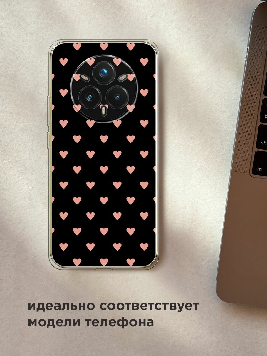 Чехол на Realme 14 Pro+ / Реалми 14 Про+ с принтом "Розовые сердечки" — фото 1