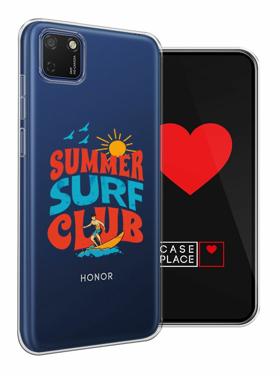 Чехол на Honor 9S/Huawei Y5p / Хонор 9S/Хуавей Y5p с принтом "Summer surf club", прозрачный — фото 1