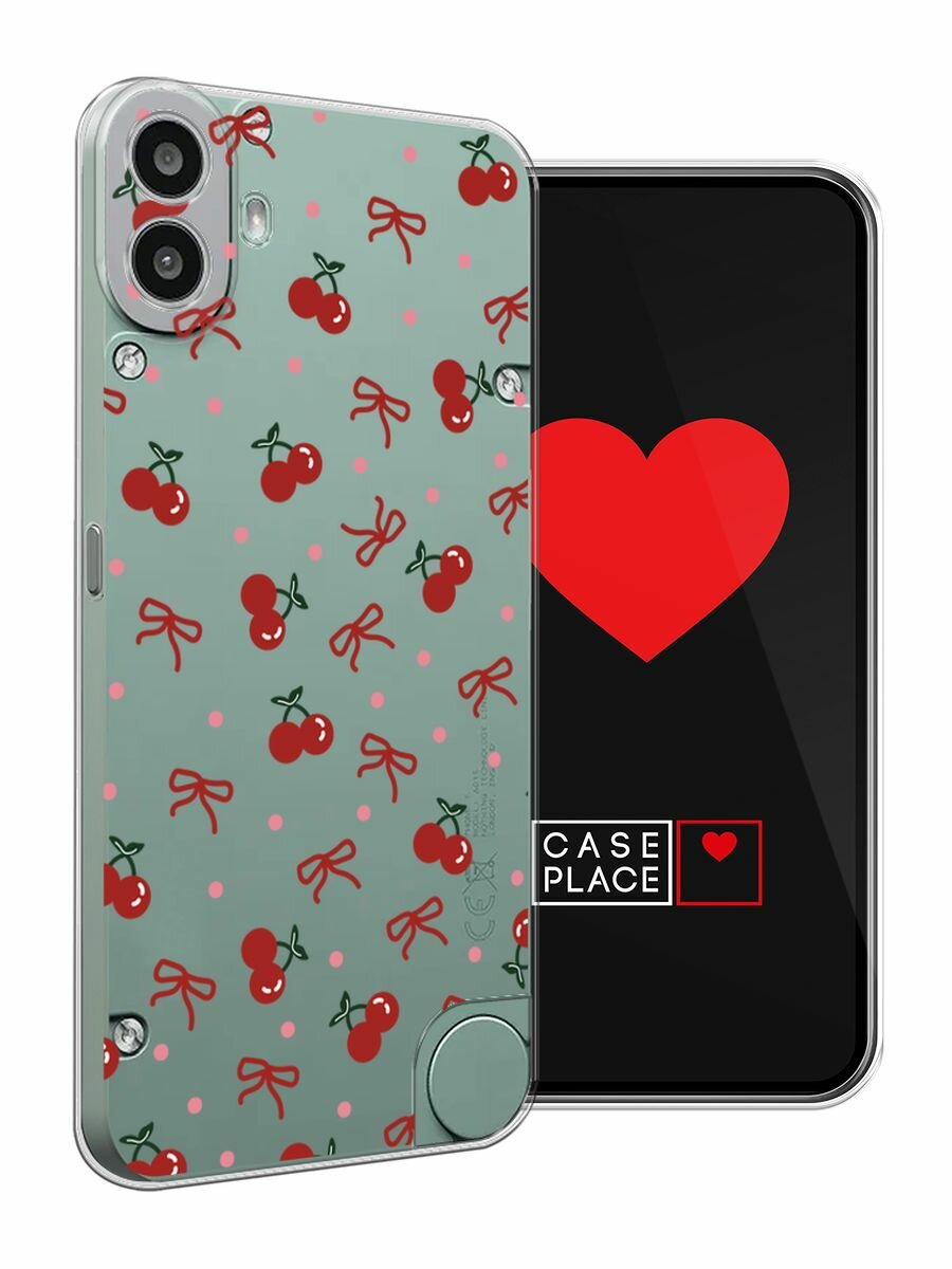 Чехол на CMF Phone 1 / CMF Фон 1 с принтом "Вишни и ленточки", прозрачный — фото 1