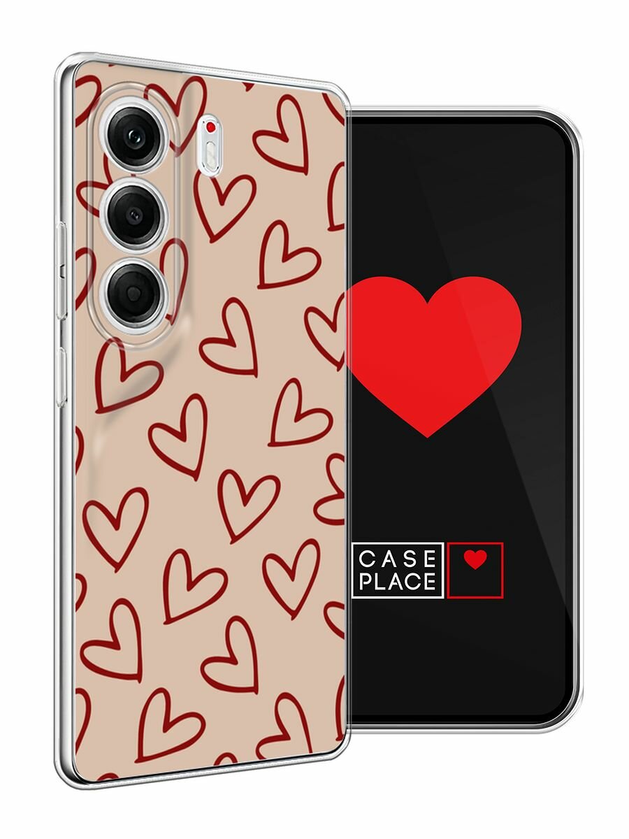 Чехол на Tecno Camon 40 Pro / Текно Камон 40 Про с принтом "Little hearts doodles 1 - 14 февраля" — фото 1