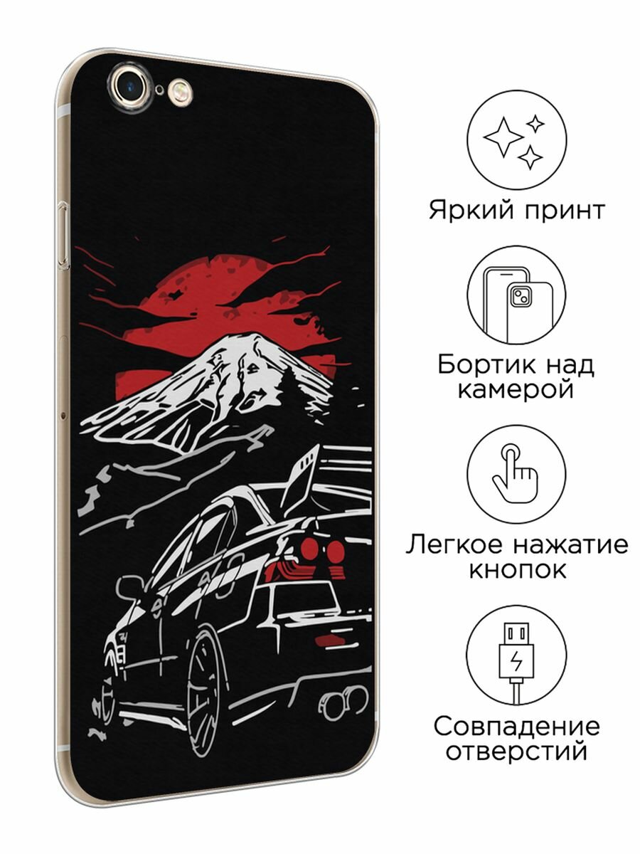 Чехол на Apple iPhone 6 Plus/6S Plus / Айфон 6 Плюс/Айфон 6С Плюс с принтом "Машина в горах JDM" — фото 1