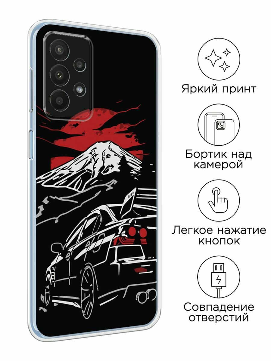 Чехол на Samsung Galaxy A23 / Самсунг Галакси А23 с принтом "Машина в горах JDM" — фото 1