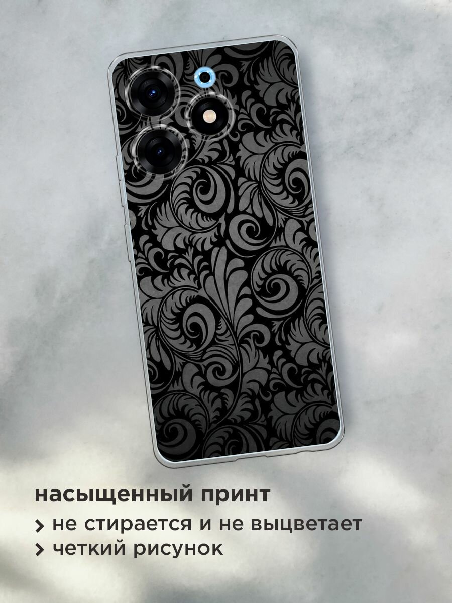 Чехол на Tecno Spark 10 Pro / Текно Спарк 10 Про с принтом "Чёрный узор" — фото 1