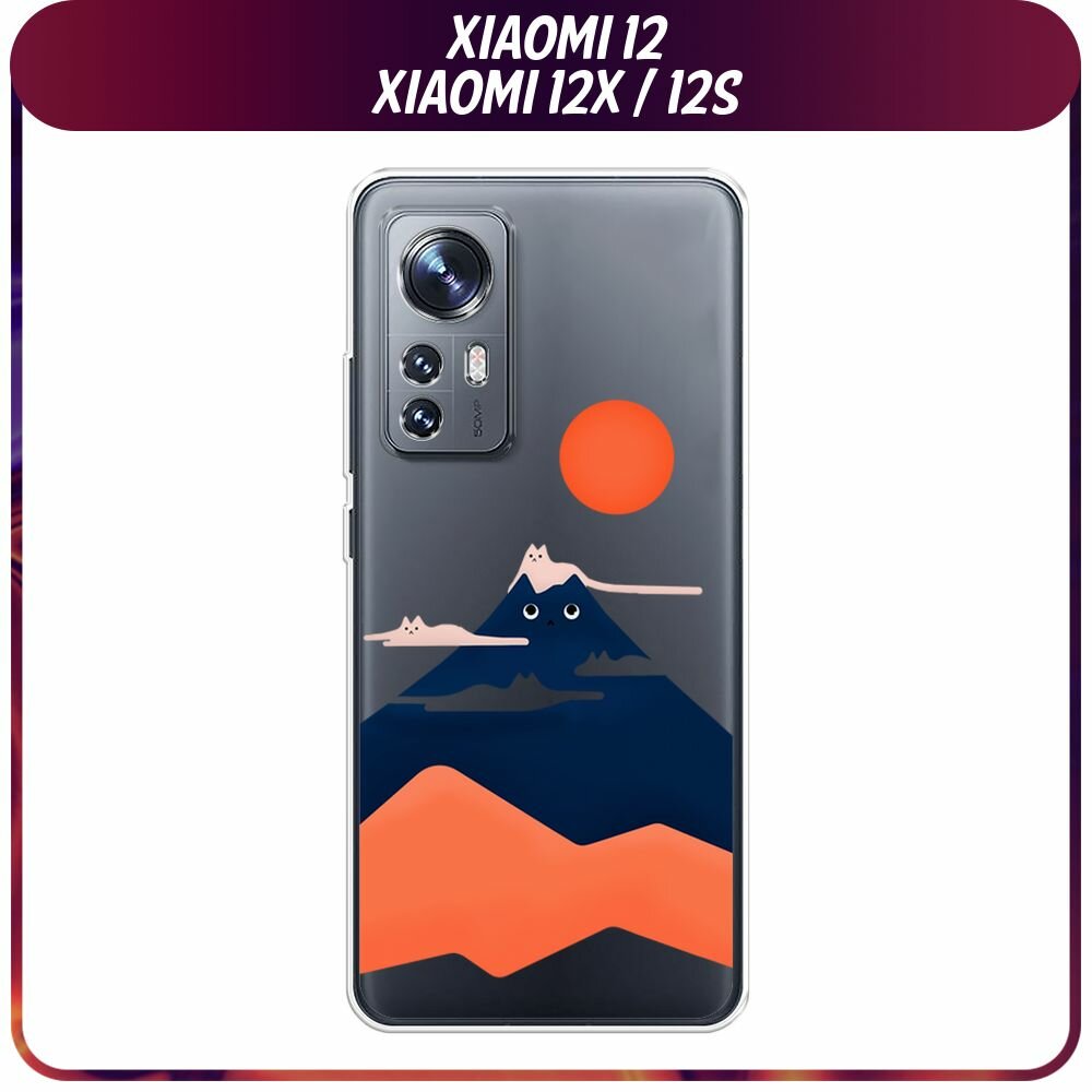 Чехол на Xiaomi 12/12X/12S / Сяоми 12/12X/12S с принтом "Кот-гора", прозрачный