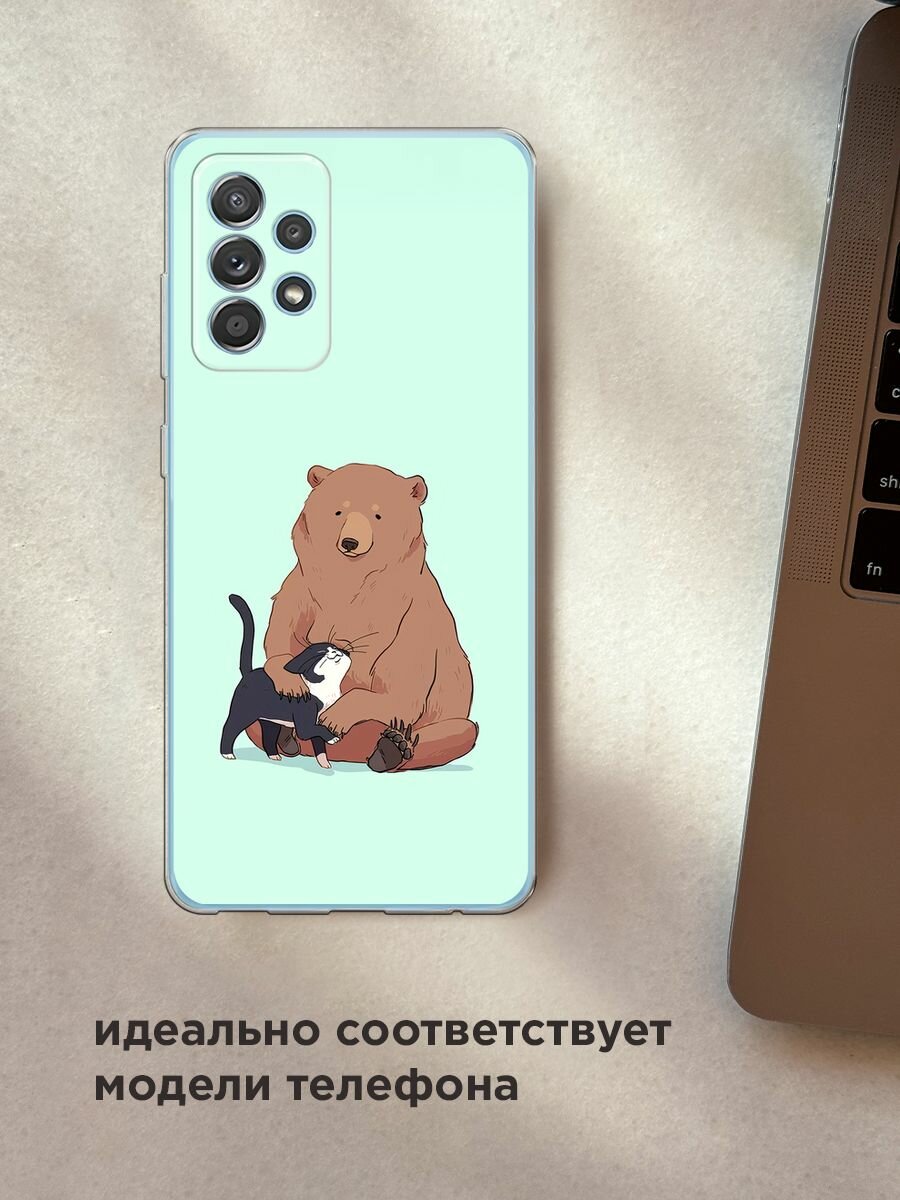 Чехол на Samsung Galaxy A52/A52s / Самсунг Галакси А52/A52s с принтом "Медведь и кошка дружба" — фото 1