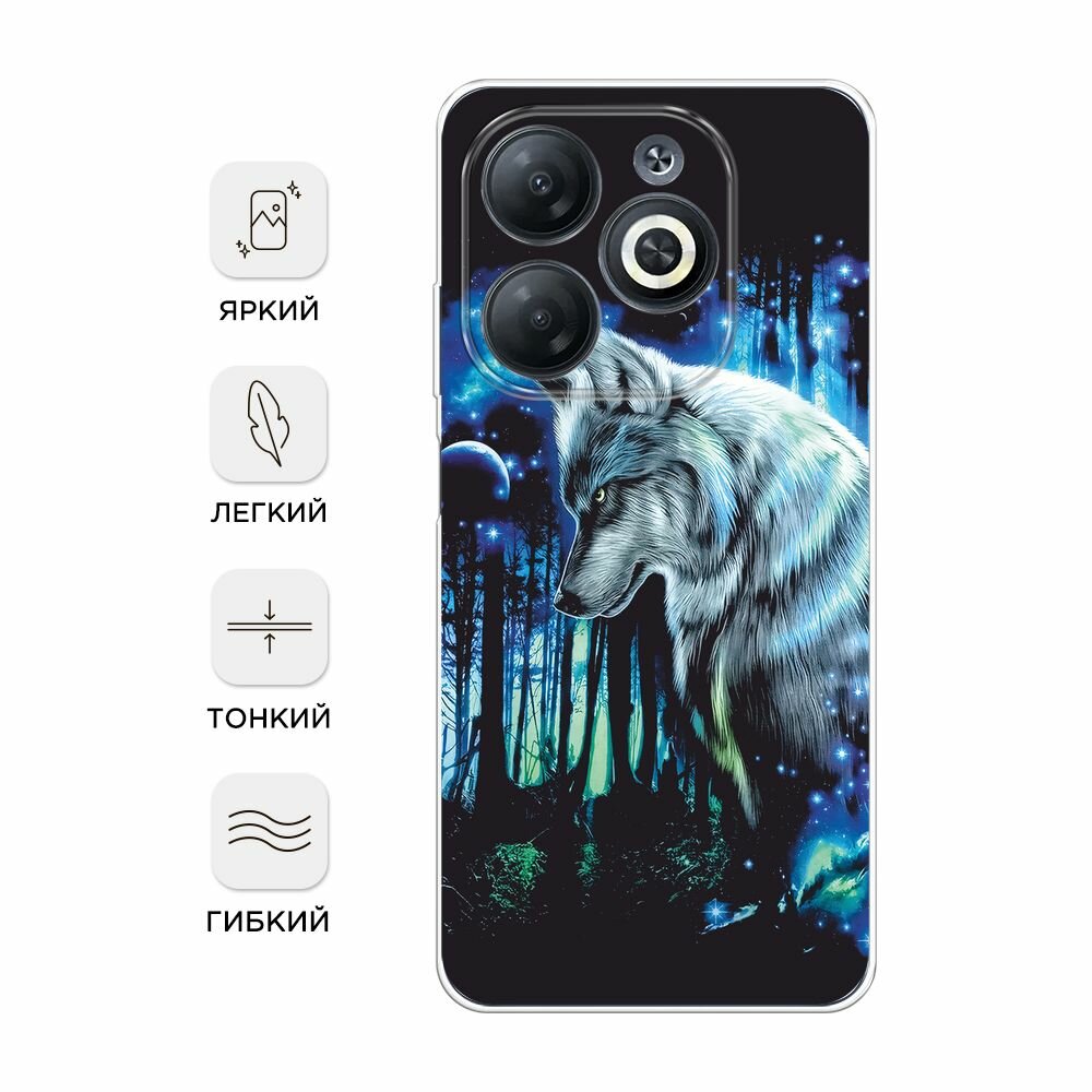 Чехол на Infinix Smart 8/8 HD/HOT 40i / Инфиникс Смарт 8/8 HD/HOT 40i с принтом "Сказочный волк" — фото 1