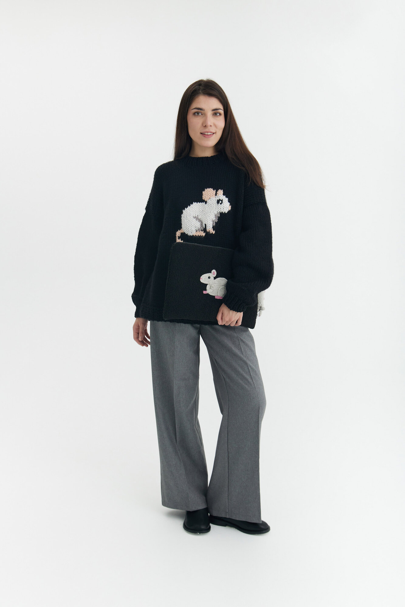 Кейс MURMURIZM "Крыса" для ноутбука 16', Без брелока, текстиль, ручная вязка