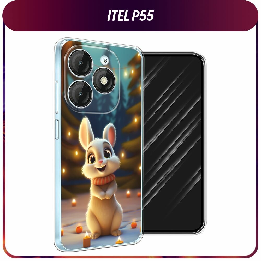 Чехол на Itel P55 / Ител Р55 с принтом "Кролик среди свечей"