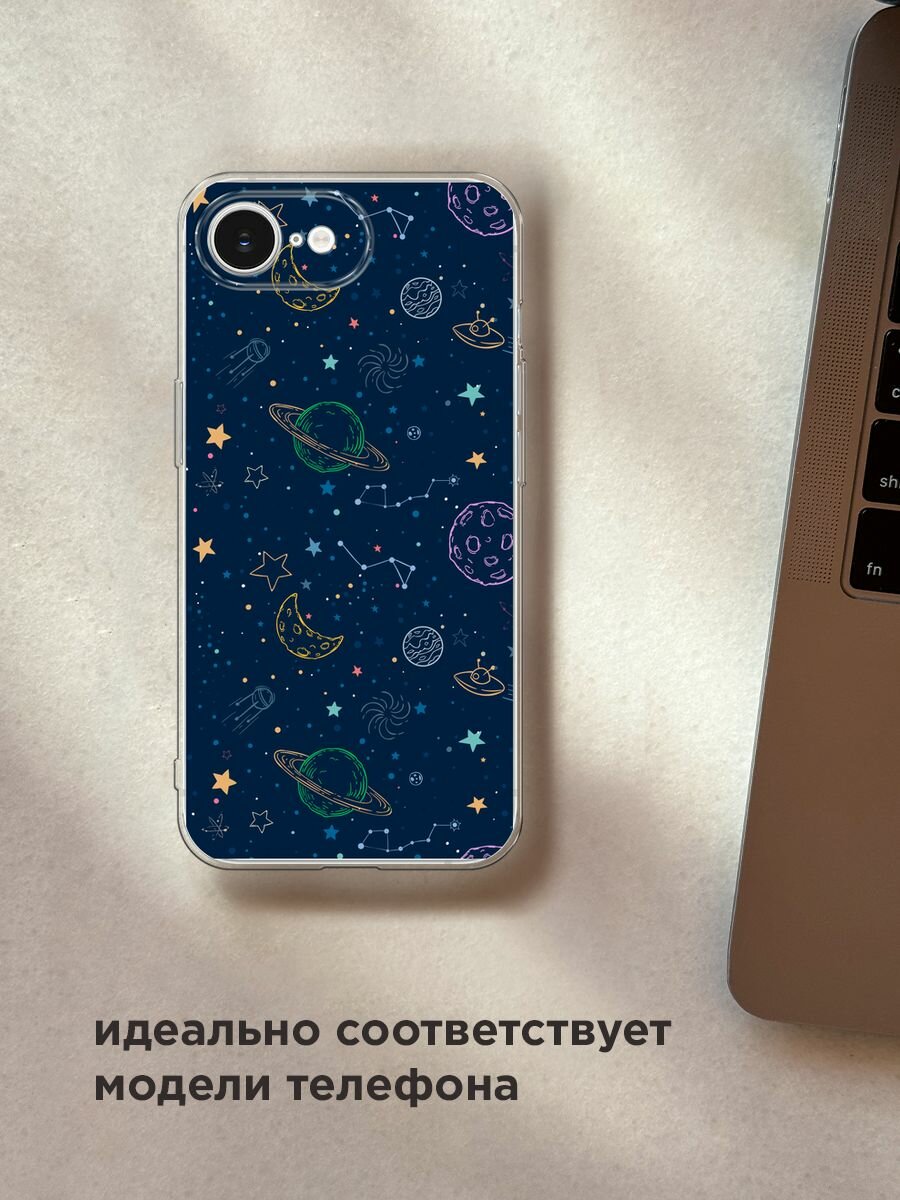 Чехол на Apple iPhone 16e/17e / Айфон 16е/17e с принтом "Темно-синий космос" — фото 1