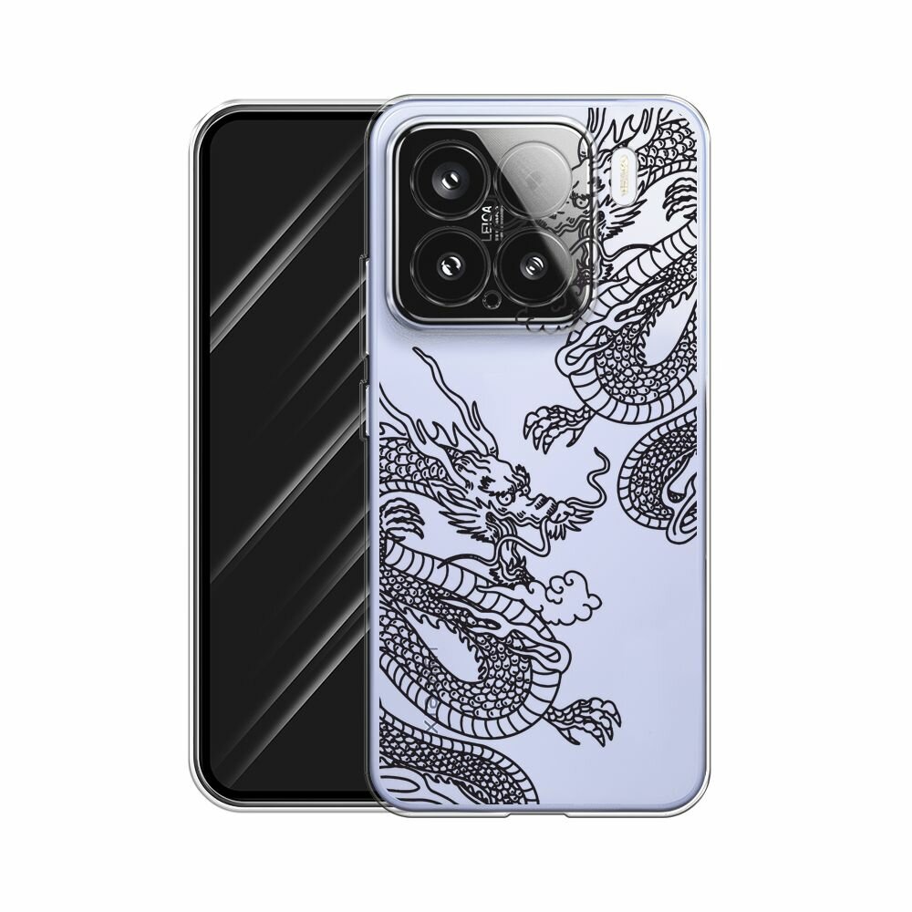 Чехол на Xiaomi 15 / Сяоми 15 с принтом "Два китайских дракона", прозрачный — фото 1