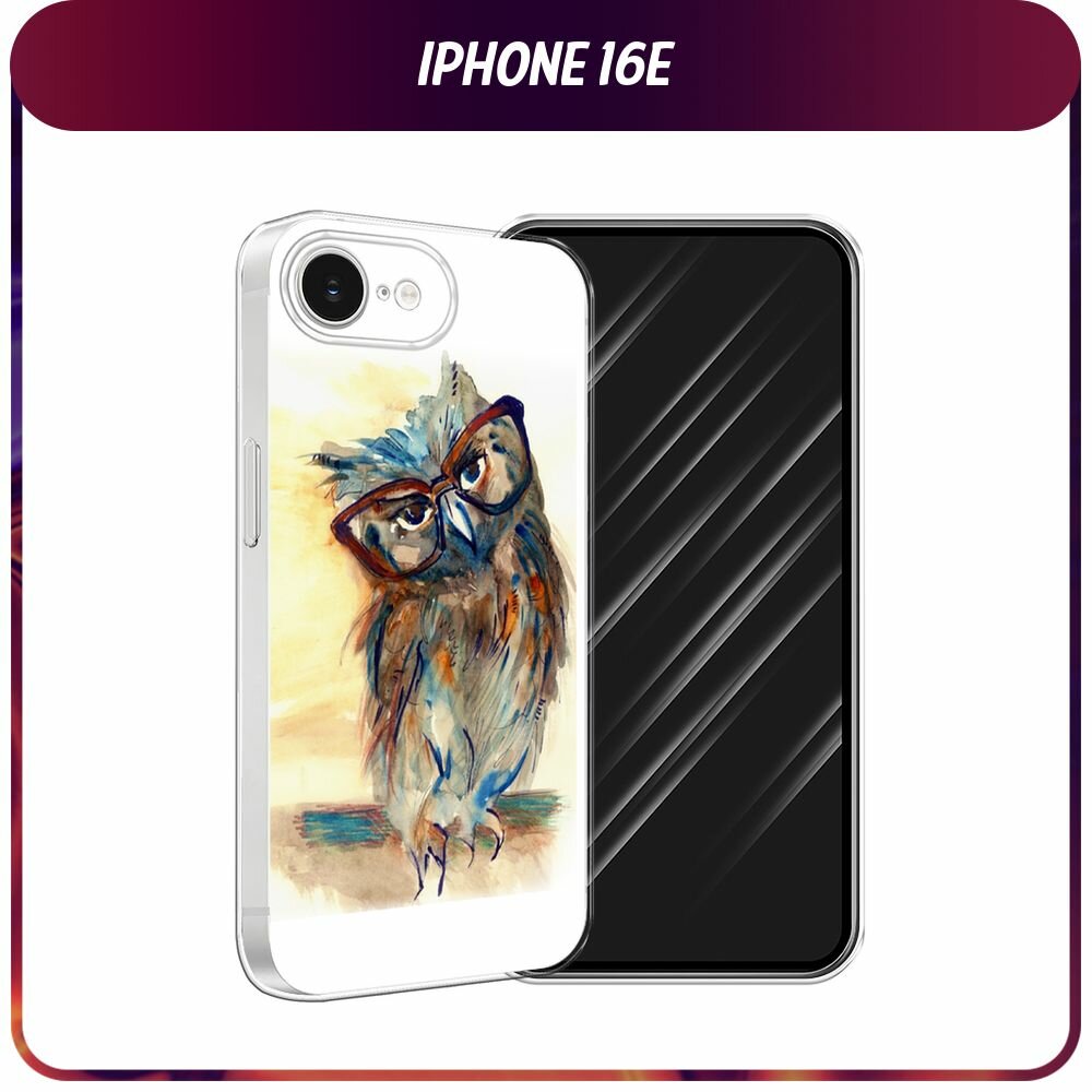Силиконовый чехол на Apple iPhone 16e/17e / Айфон 16е/17e с принтом сова эскиз