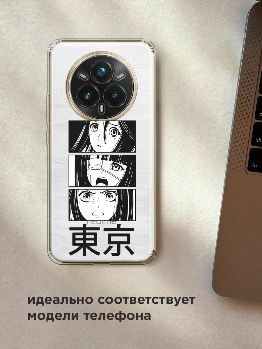 Чехол на Realme 14 Pro+ / Реалми 14 Про+ с принтом "Tokyo girls", прозрачный — фото 1