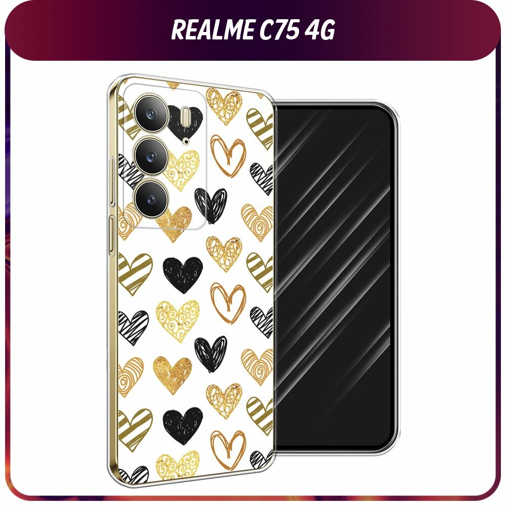 Чехол на Realme C75 4G / Реалми C75 4G с принтом фон из сердечек 2