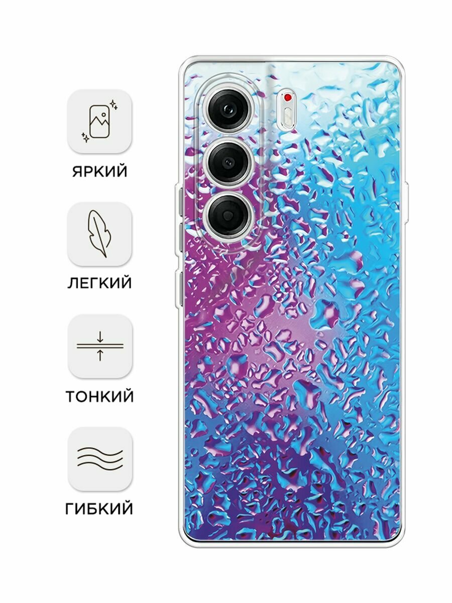 Чехол на Tecno Camon 40 Pro / Текно Камон 40 Про с принтом "Капли на стекле" — фото 1