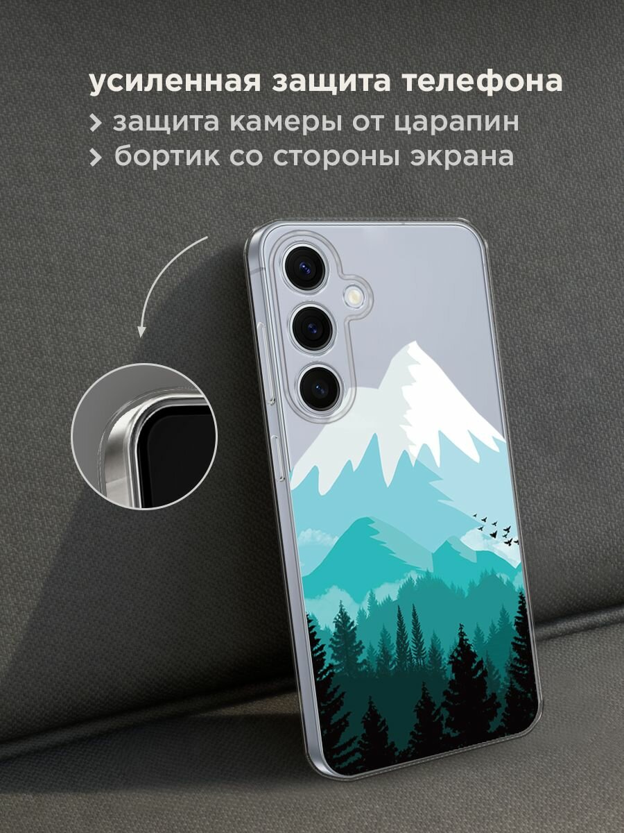 Чехол на Samsung Galaxy S24 FE 5G / Самсунг S24 FE с принтом "Синяя снежная гора", прозрачный — фото 1