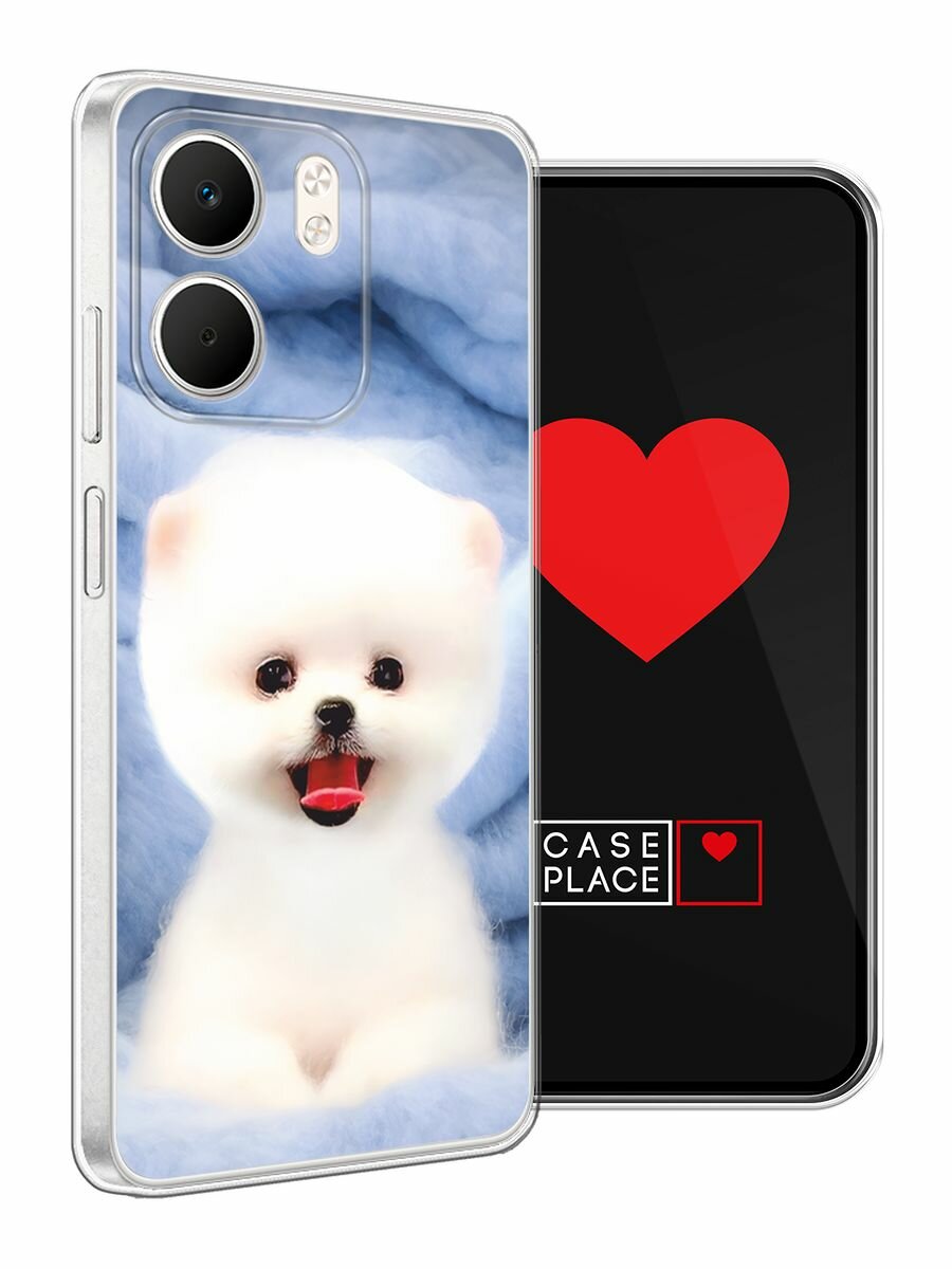 Силиконовый чехол на Oppo A5x / Оппо А5x с принтом Белый пёсик — фото 1