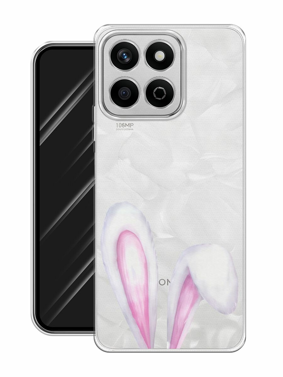 Чехол на Honor X7c / Хонор X7c с принтом "Кроличьи уши 2", прозрачный — фото 1