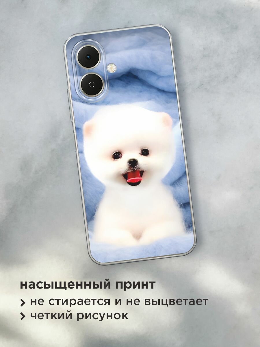 Чехол на Tecno Spark Go 2 / Текно Спарк Го 2 с принтом Белый пёсик — фото 1
