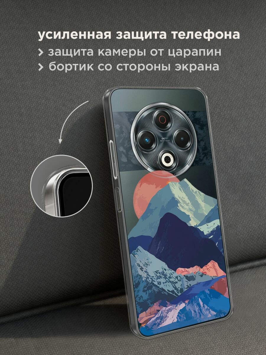 Чехол на Tecno Spark 30 / Текно Спарк 30 с принтом "Закат в снежных горах", прозрачный — фото 1