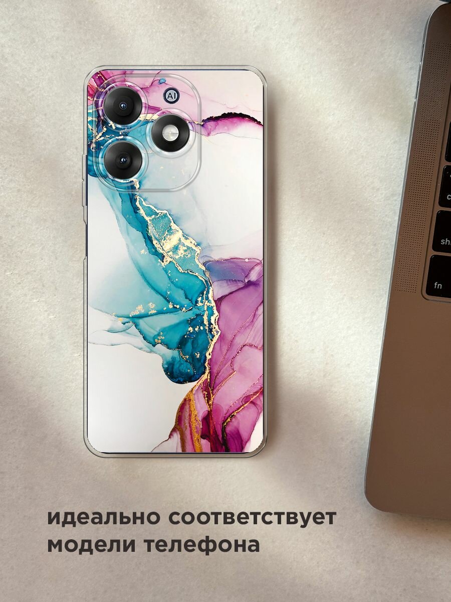 Чехол на Itel A70 / Ител А70 с принтом "Розовые разводы рисунок" — фото 1