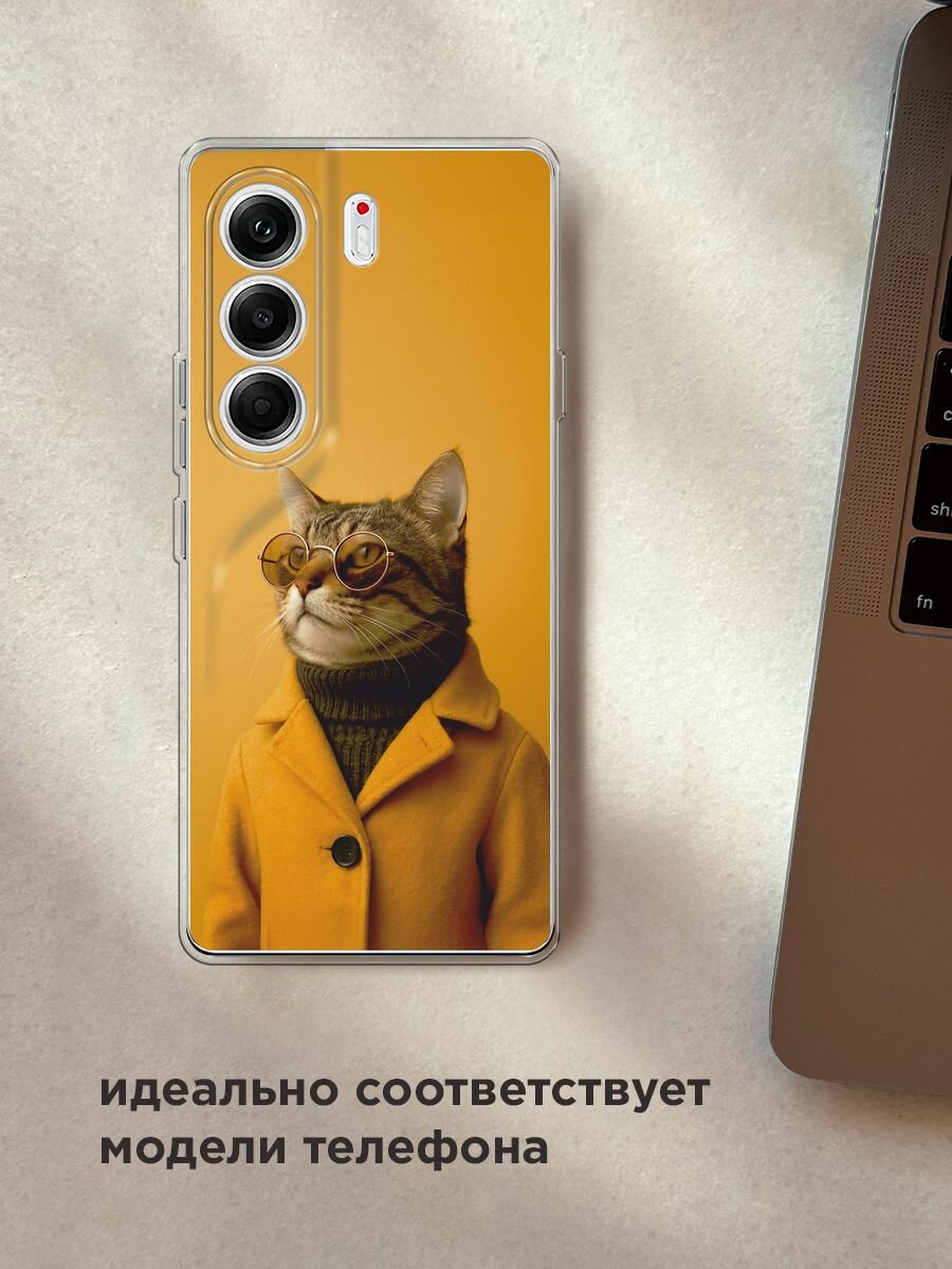 Чехол на Tecno Camon 40 Pro / Текно Камон 40 Про с принтом "Деловой кот в пальто" — фото 1