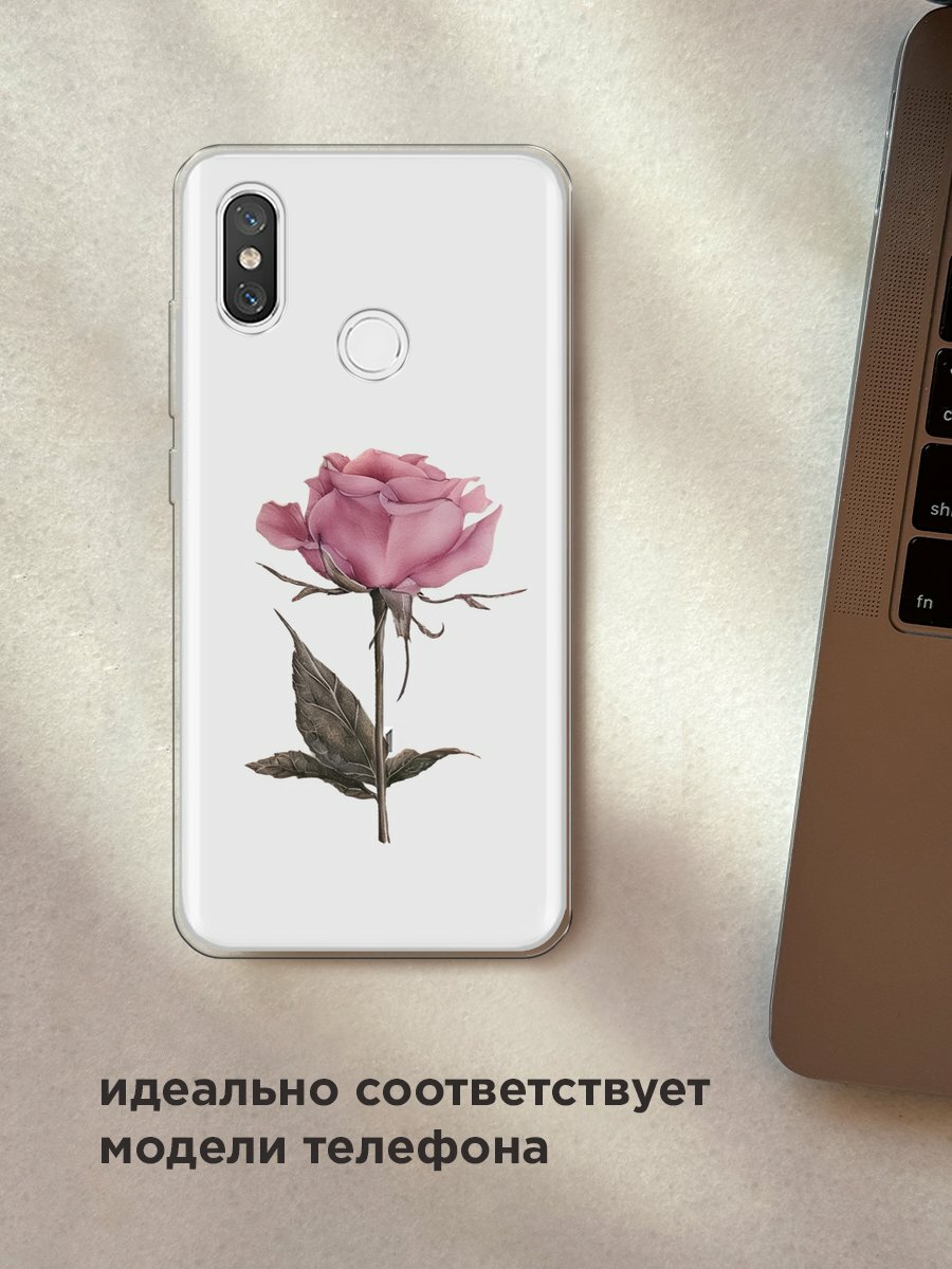 Чехол на Xiaomi Mi 8 / Сяоми Ми 8 с принтом "Меланхоличная роза", прозрачный — фото 1