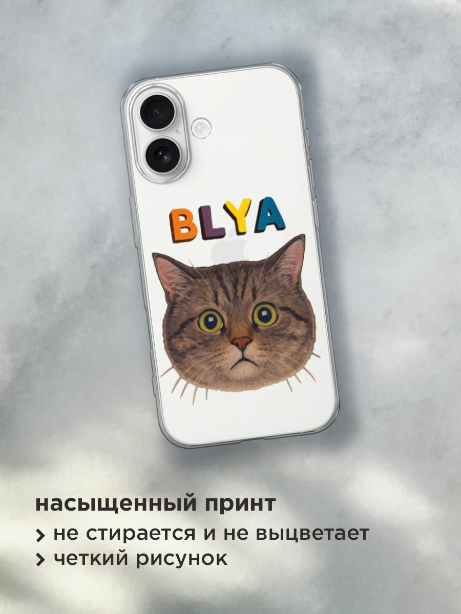 Чехол на Apple iPhone 17 / Айфон 17 с принтом "Серый котик", прозрачный — фото 1