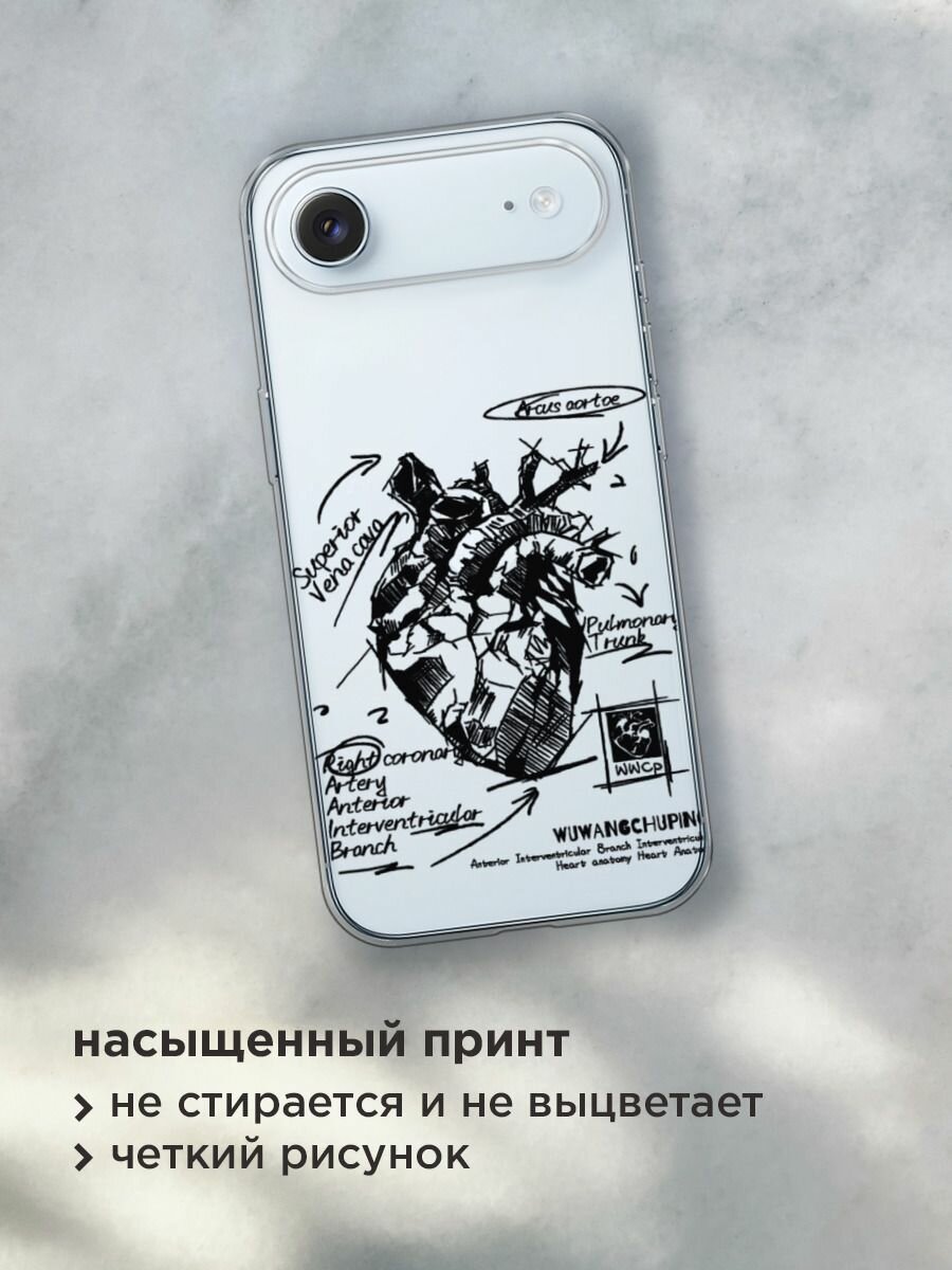 Чехол на Apple iPhone Air / Айфон Айр с принтом "Анатомическое сердце 2", прозрачный — фото 1