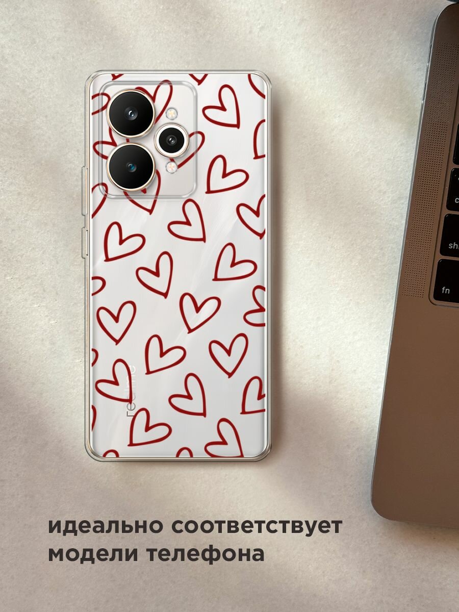 Чехол на Realme 15 / Реалми 15 с принтом "Little hearts doodles 2 - 14 февраля", прозрачный — фото 1