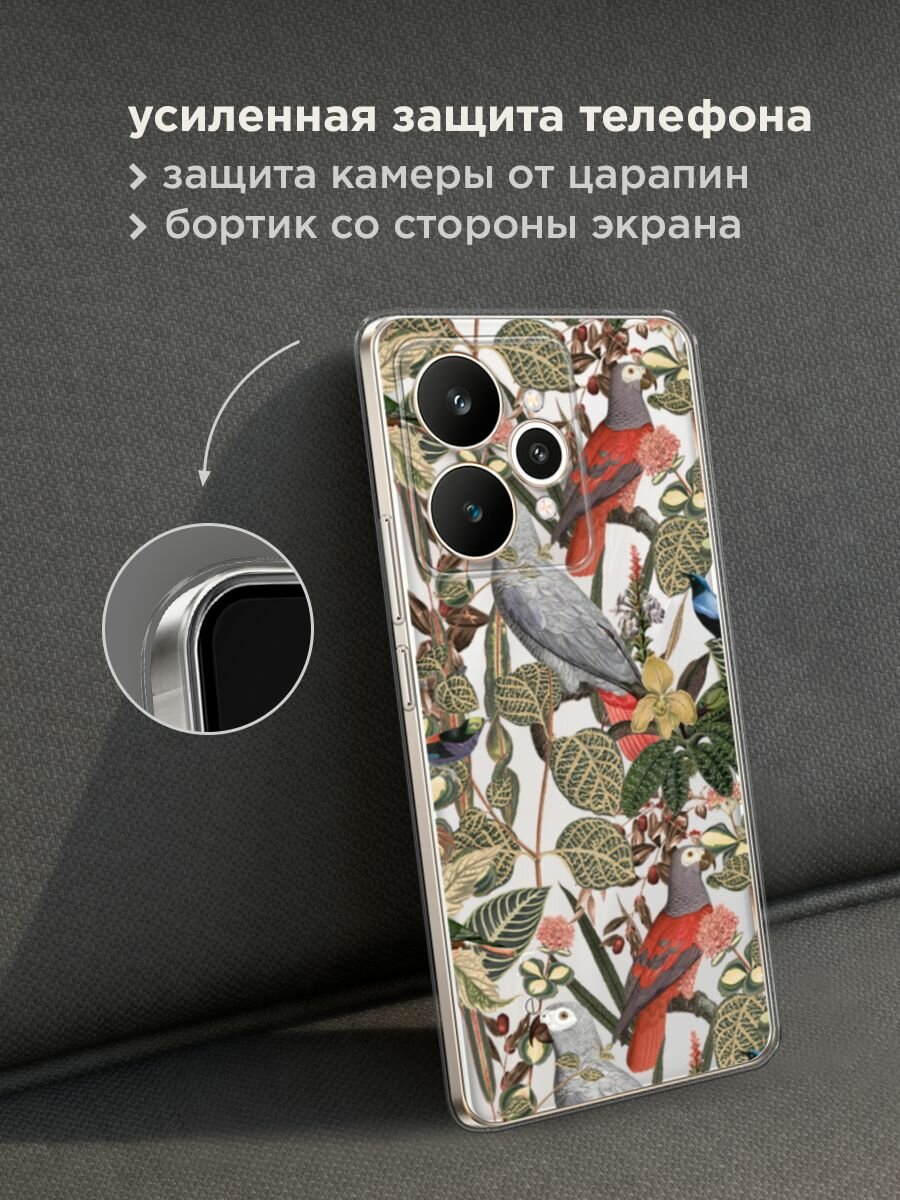 Чехол на Realme 15 / Реалми 15 с принтом "Tropical pattern", прозрачный — фото 1