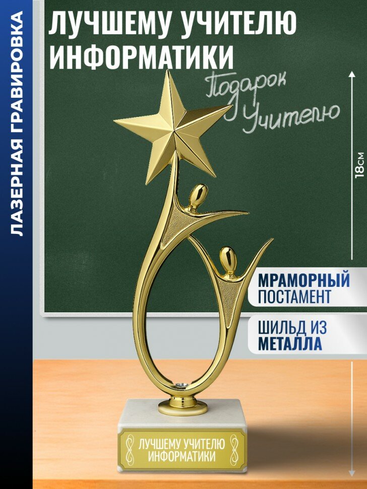 Статуэтка "Лучшему учителю информатики" со звездой (18 см)