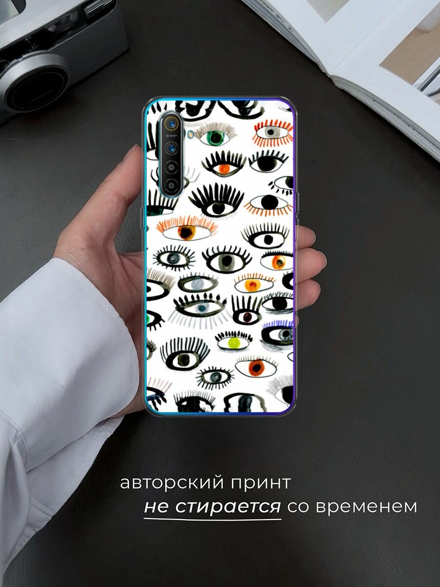 Силиконовый чехол на Realme XT / Реалми XT с принтом "Глаза акварель" — фото 1
