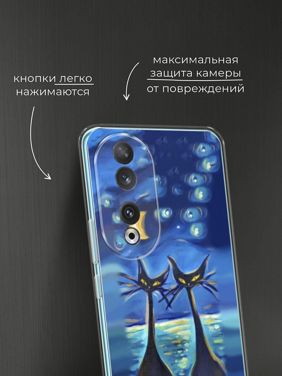 Чехол на Honor 90 / Хонор 90 с принтом "Влюбленные котики 7" — фото 1