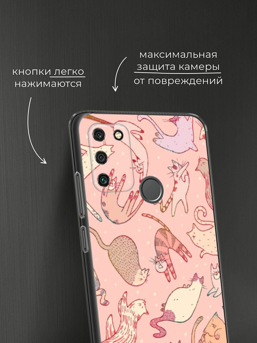 Силиконовый чехол на Honor 9A / Хонор 9А с принтом "Розовое счастье" — фото 1