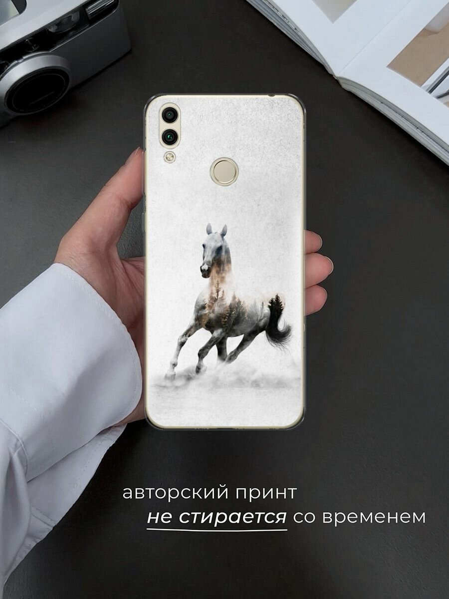 Силиконовый чехол на Honor 8C / Хонор 8С с принтом "Лошадь лес" — фото 1