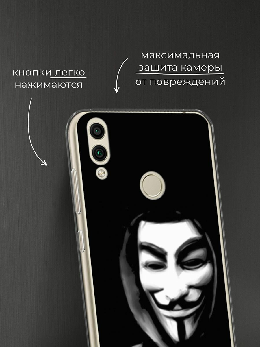 Силиконовый чехол на Honor 8C / Хонор 8С с принтом "Анонимус" — фото 1