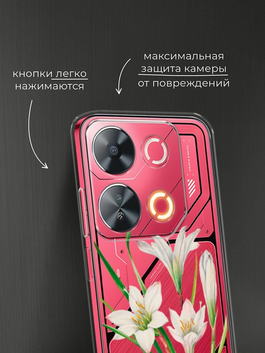 Чехол на Itel P65 / Ител P65 с принтом "White lily", прозрачный — фото 1