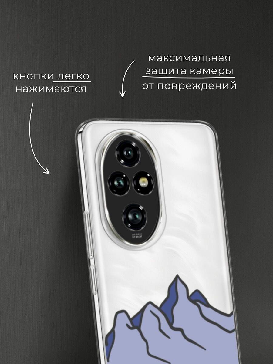 Чехол на Honor 200 Pro / Хонор 200 Про с принтом "Гора", прозрачный — фото 1