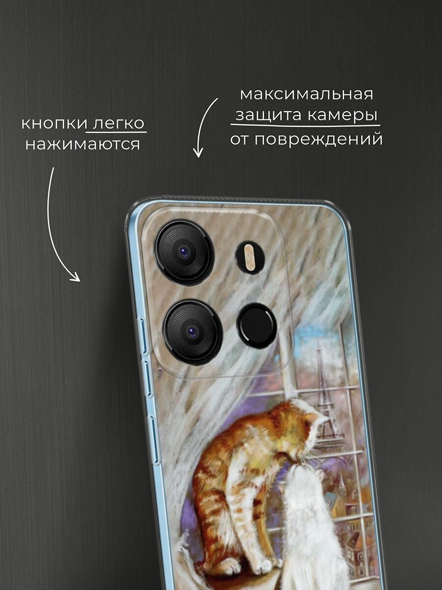 Чехол на Tecno Pop 7 / Текно Поп 7 с принтом "Влюбленные котики 1" — фото 1