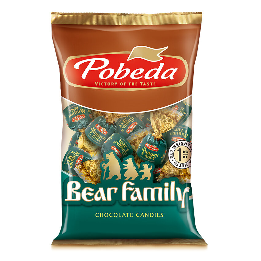 Конфеты Победа вкуса "Мишки в лесу", шоколадные, с вафельной крошкой, 1000г