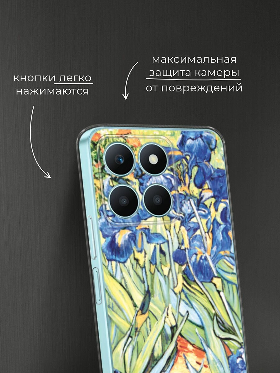 Силиконовый чехол на Honor X6A / Хонор X6A с принтом "Ирисы Ван Гог" — фото 1