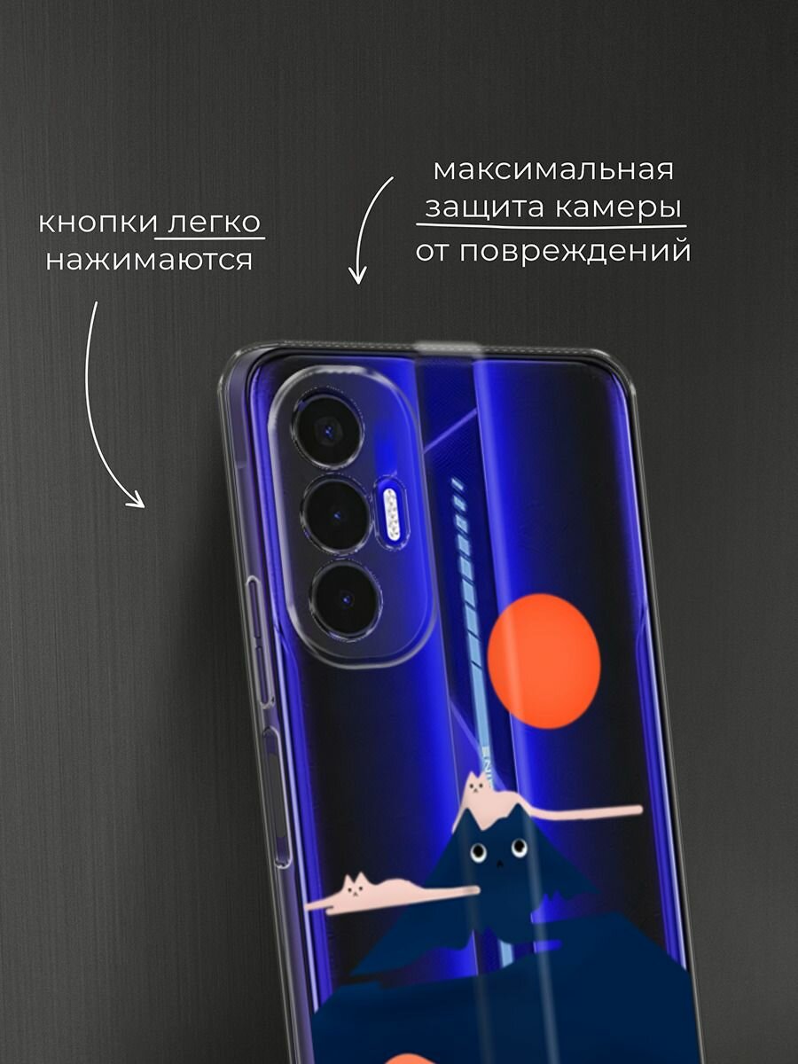 Чехол на Tecno Pova 3 / Текно Пова 3 с принтом "Кот-гора", прозрачный — фото 1