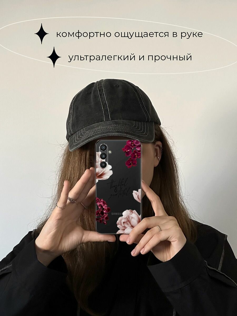 Чехол на Samsung Galaxy A34 / Самсунг A34 с принтом "Надпись в цветах" — фото 1