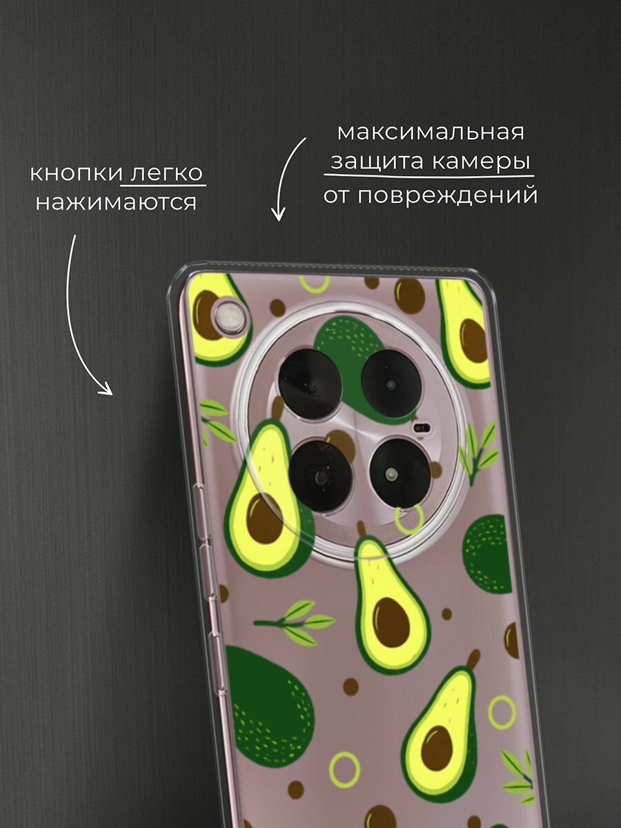 Чехол на Infinix Zero 40 4G / Инфиникс Зеро 40 4G с принтом "Авокадо паттерн", прозрачный — фото 1