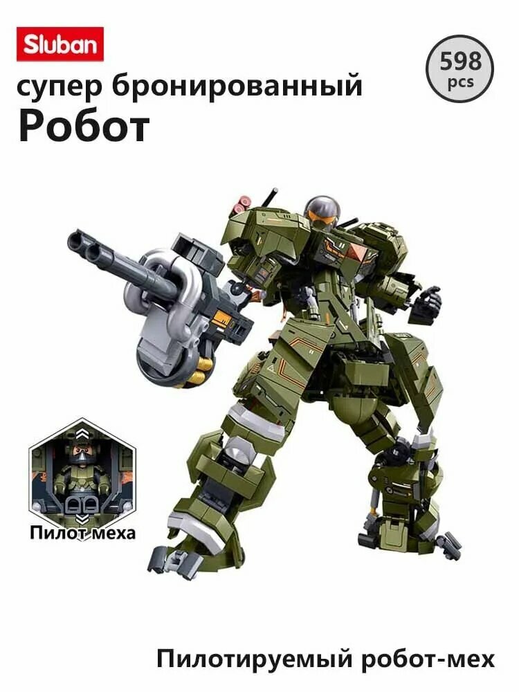 Конструктор Sluban M38-B1582 супер бронированный робот/ Пилотируемый робот-мех / воин-ZJZ-99A (598 деталей)